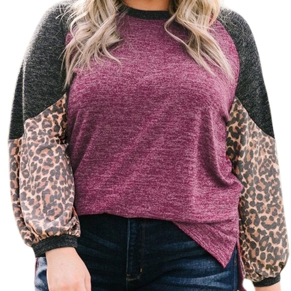 Tops | Multicolored Leopard Color Block Long Sleeve Top | Poshmark